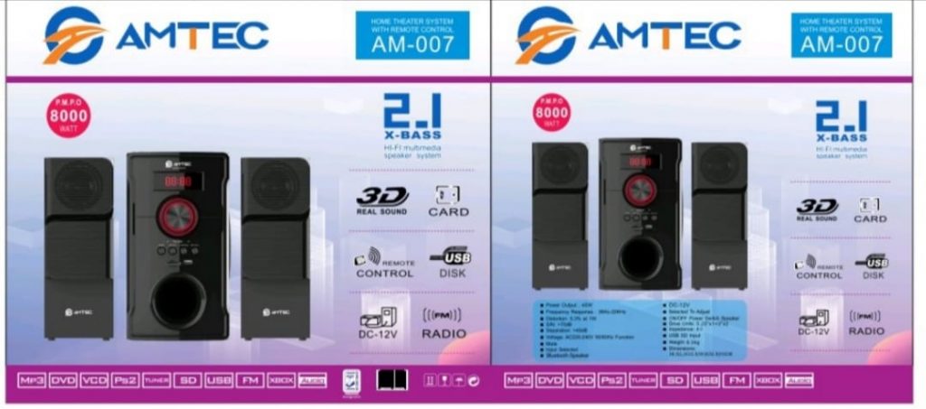 Amtec AM-007 SUBWOOFER Speaker System BT/USB – Ebrahims
